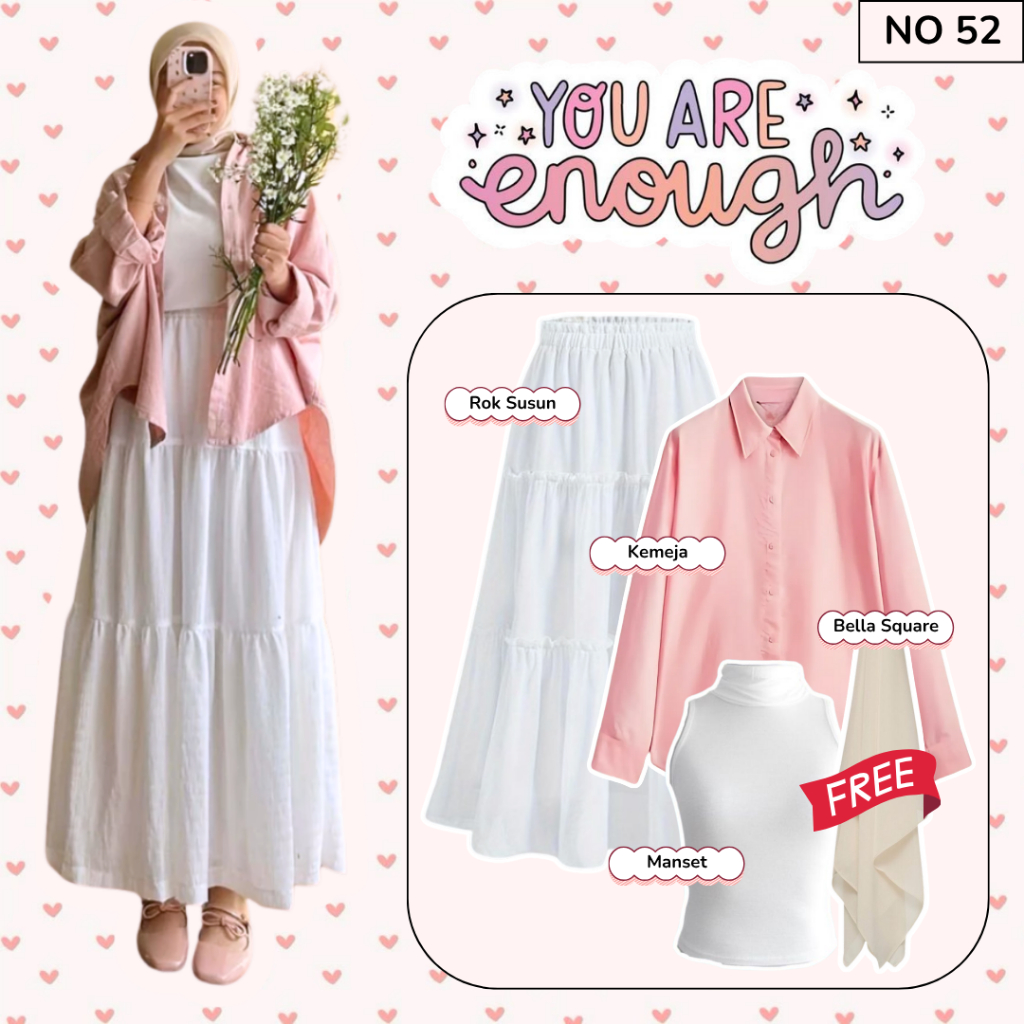 Jual One Set Rok Wanita Kekinian ( Kemeja Dusty Pink, Inner Putih, Rok ...