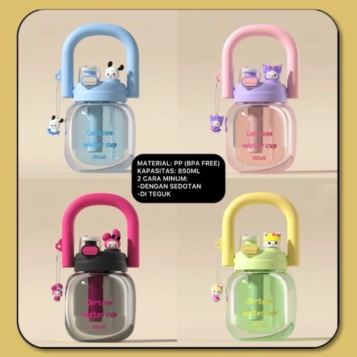 Jual Botol Minum Infused Handle Karakter Panda Sanrio 850ml Transparan ...