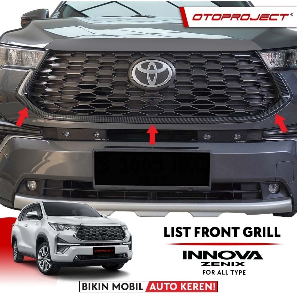 Jual Otoproject List Front Grill Innova Zenix Carbon Glossy Black ...