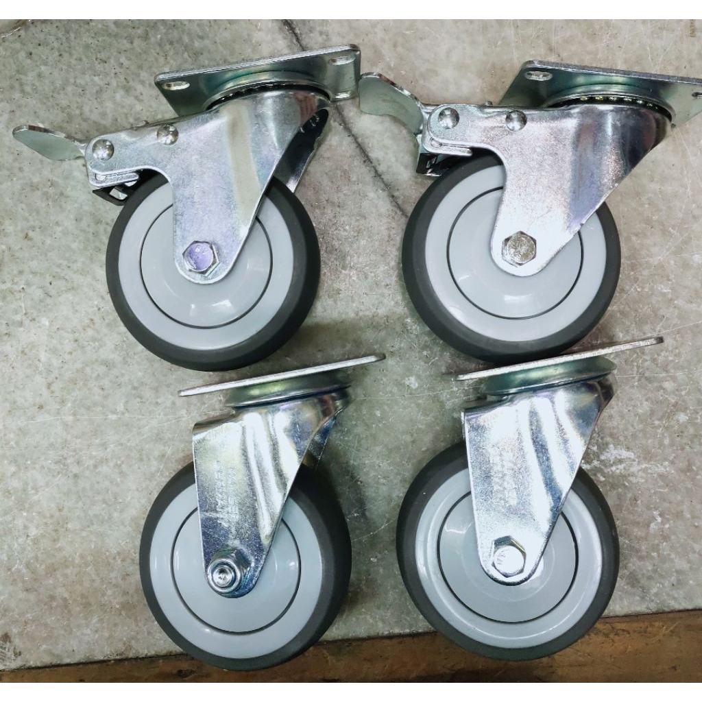 Jual Roda Ranger Germany TPR Karet Abu 4 inch /1set (2 hidup tanpa rem ...