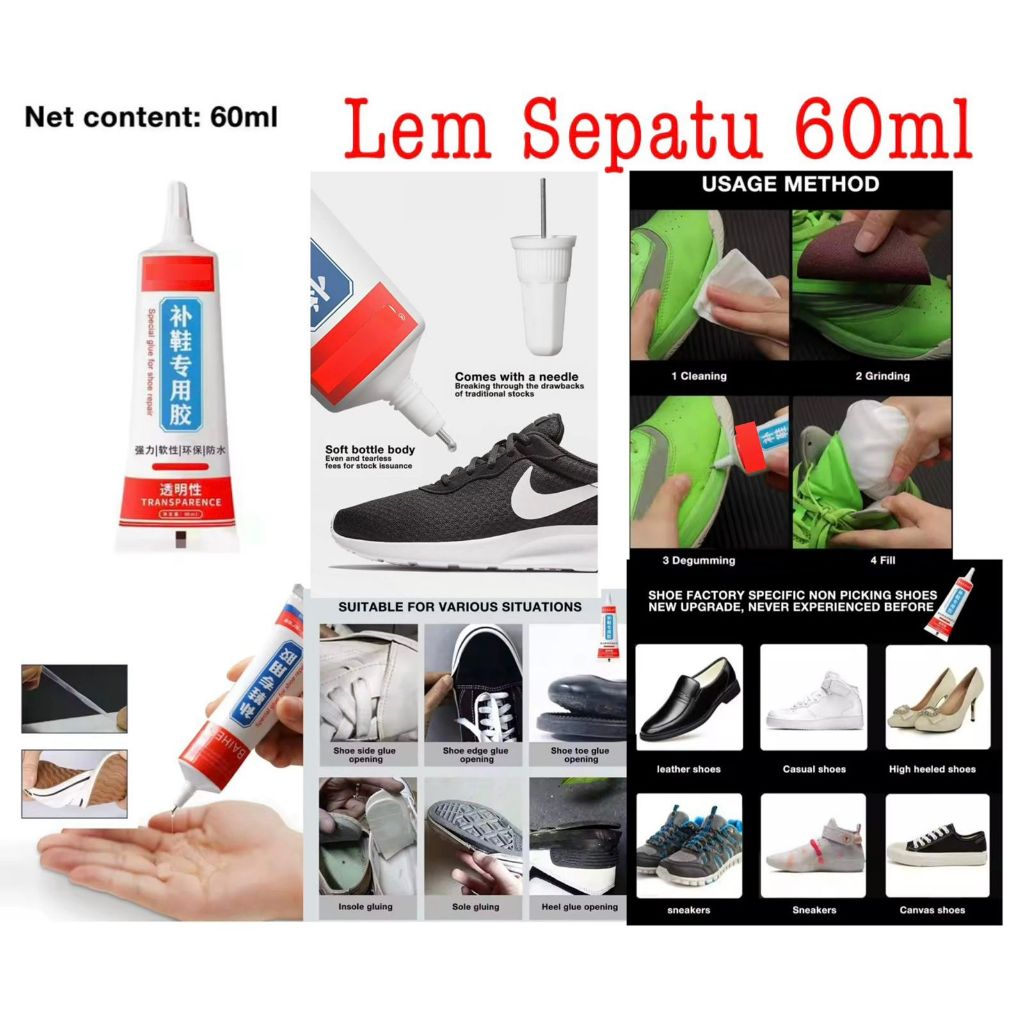 Jual Lem Sepatu 60ml Cairan Super Kuat Lem Perekat Sepatu Penambal Sol ...
