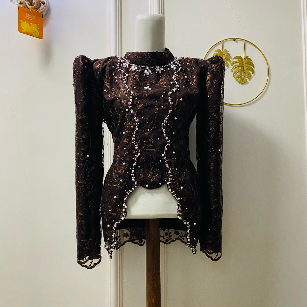 Jual kebaya modern/kebaya hijab/kebaya wisuda/kebaya coklat mahogany ...