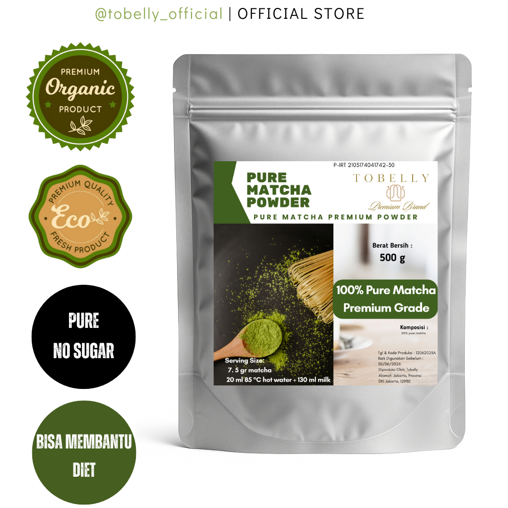 Jual Tobelly Pure Matcha Powder 500g Matcha Bubuk Organik Tanpa Gula ...