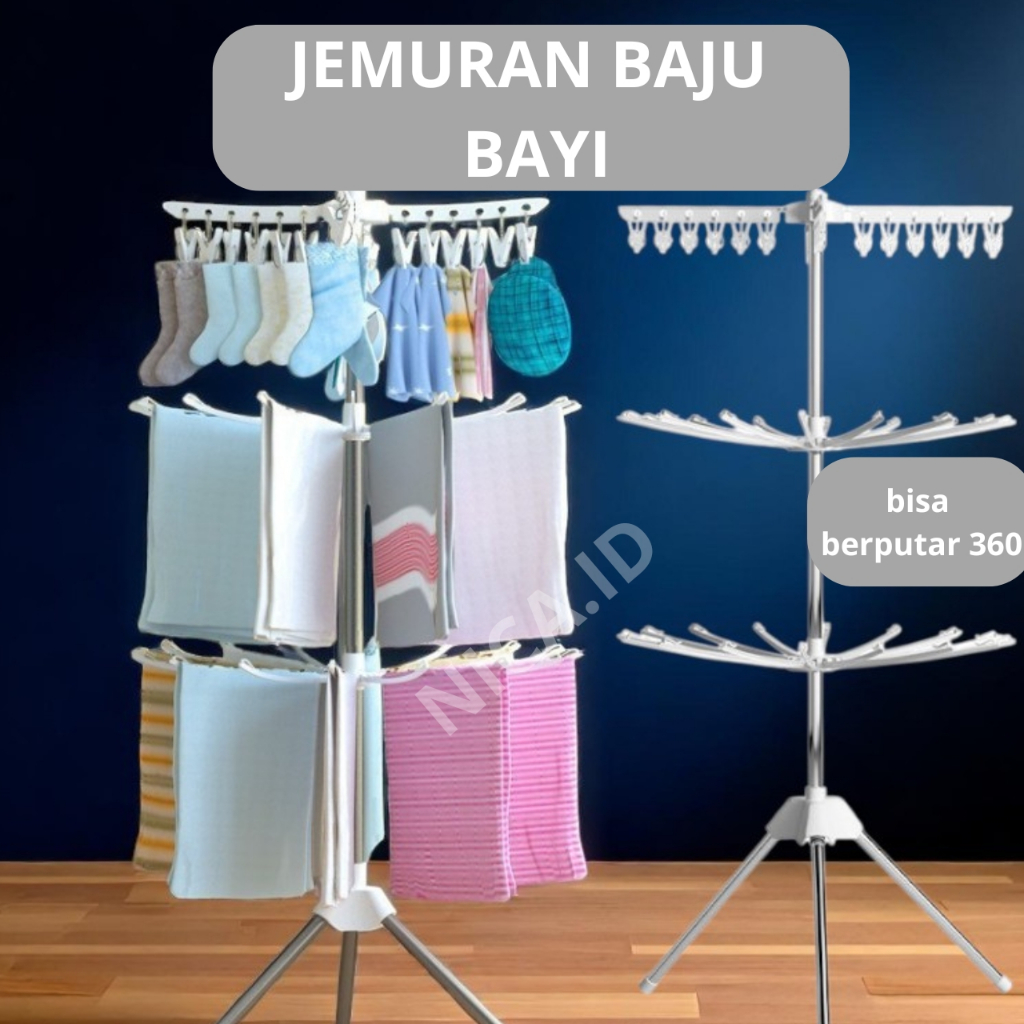 Jual [Nica.id] Jemuran Menara Bayi Lipat - Jemuran Portable 3 Tingkat ...