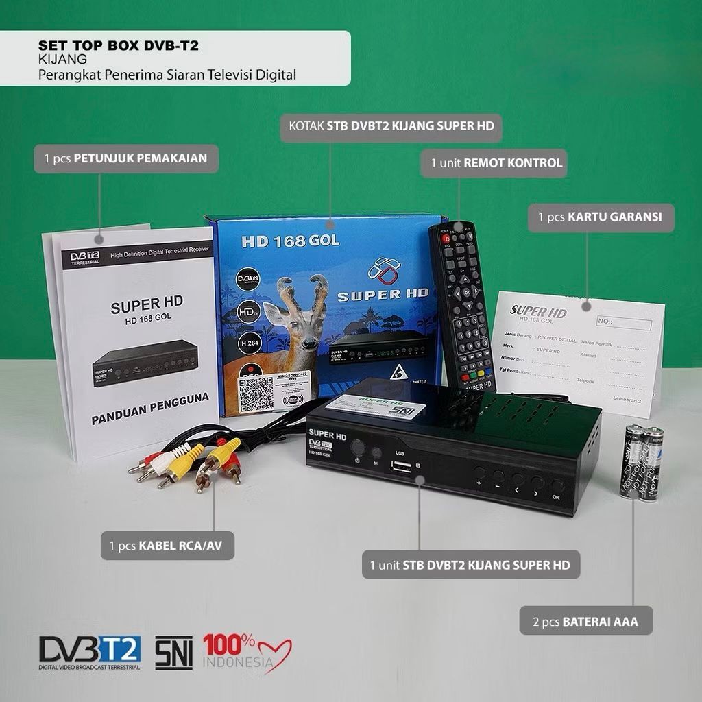 Jual ORIGINAL SET TOP BOX STB HD 168 GOL KIJANG SUPER HD DVBT2 PENERIMA SIARAN TV DIGITAL ...
