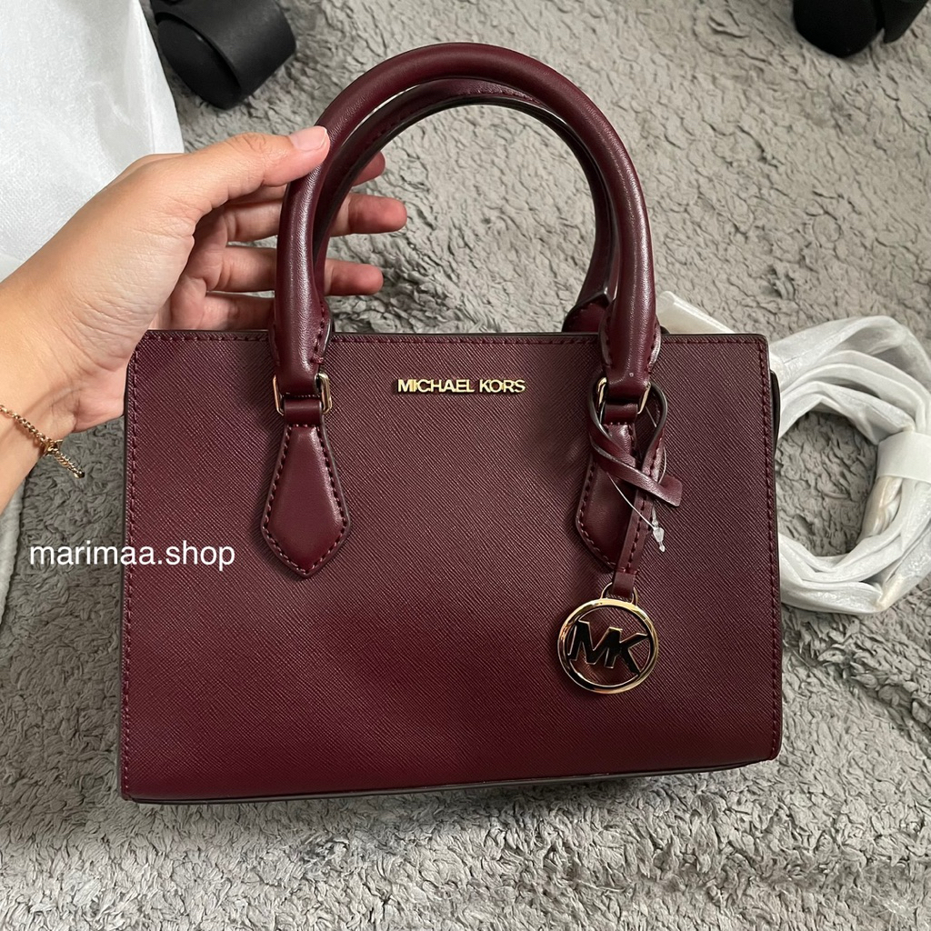 Jual Tas mk sheila satchel small crossbody bag maroon | Shopee Indonesia