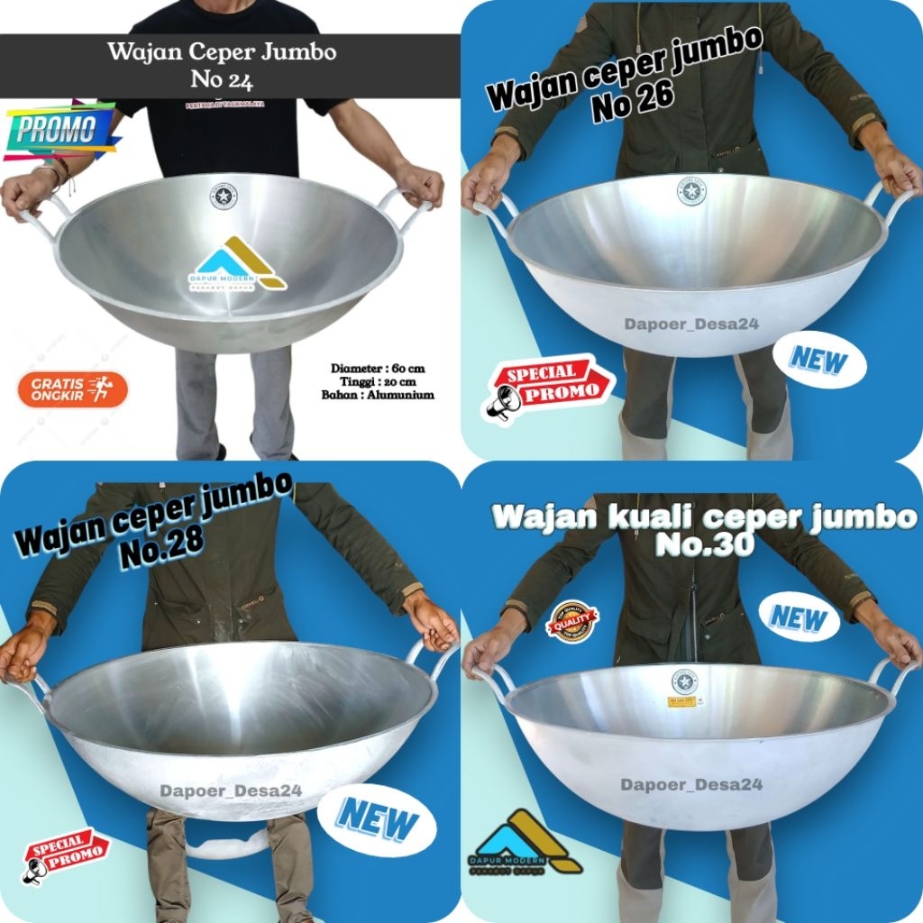 Jual Katek Kuali Wajan Ceper Jumbo No.30 No.28 No.26 No.24 Bahan ...