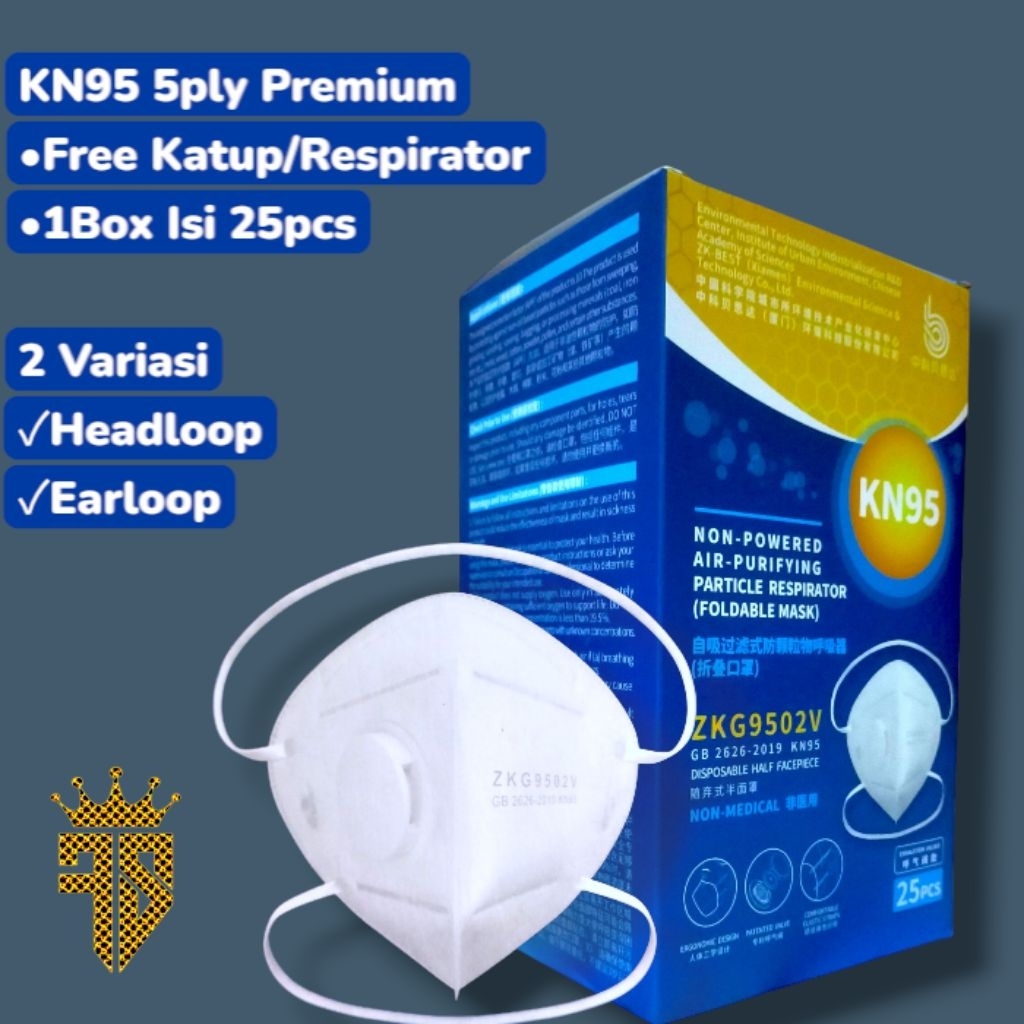 Jual COD Masker KN95 RESPIRATOR Headloop & Earloop PREMIUM | Free Katup ...