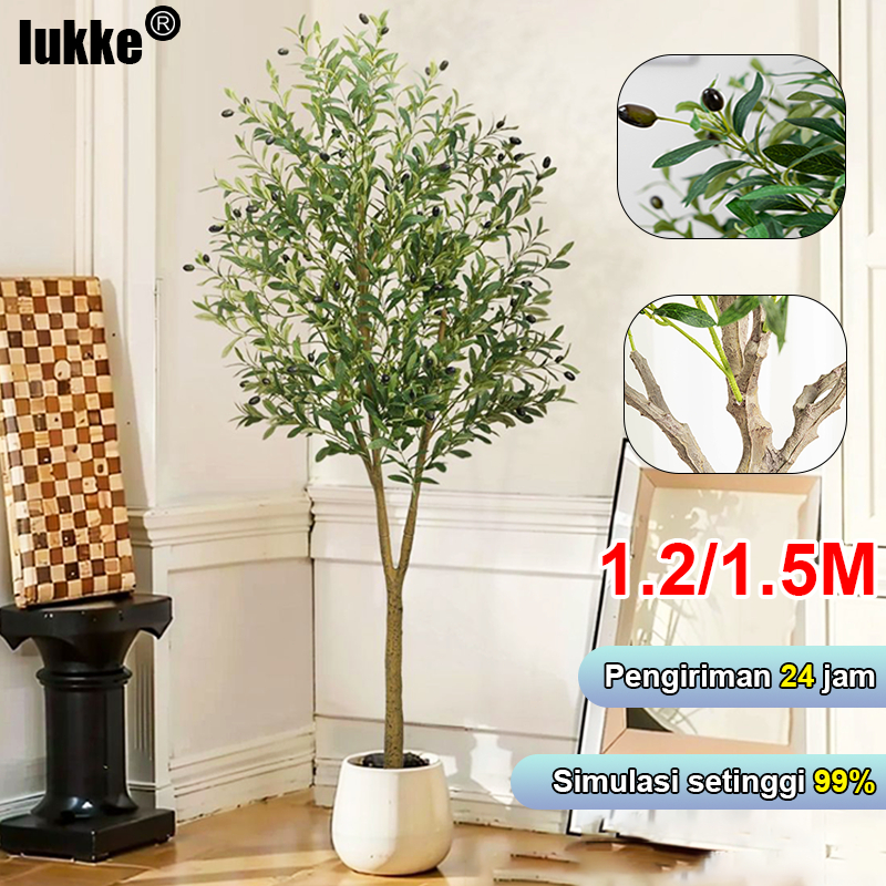 Jual TANAMAN HIAS Pohon Zaitun Artificial 1.2/1.5M bunga artificial ...