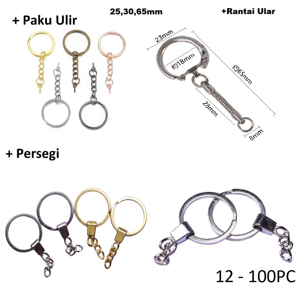 Jual Ring Gantungan Kunci Gepeng Rantai + Paku Ulir,Persegi & Rantai ...