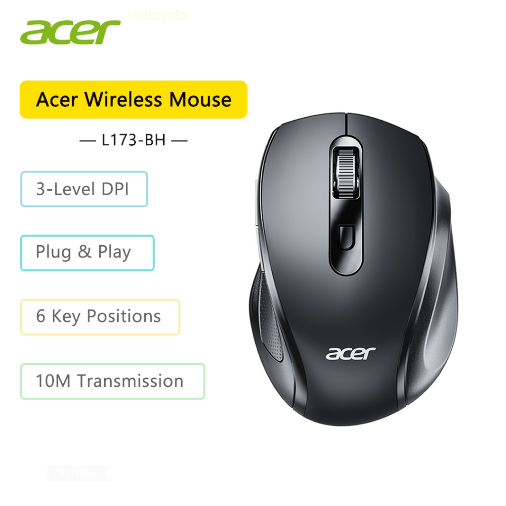 Jual Mouse Nirkabel Acer 6 Tombol - Desain Ergonomis, DPI 3 Level (1000 ...