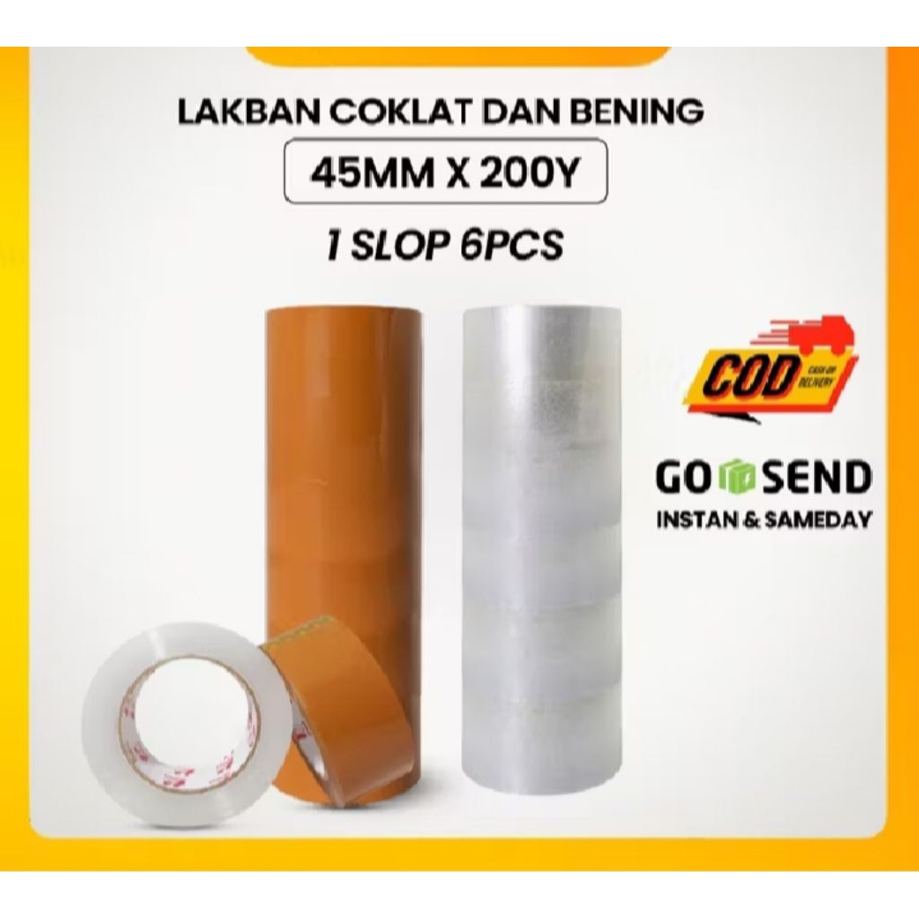 Jual Lakban 1slop isi 6pcs 170yard bening coklat | Shopee Indonesia
