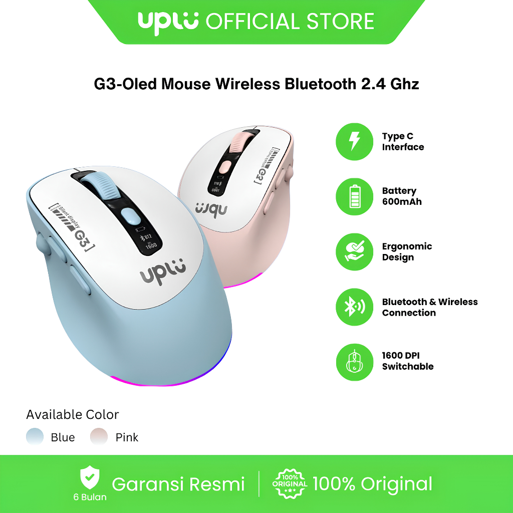 Jual UPLU Mouse Wireless Bluetooth Gaming Silent Click Rechargeable ...