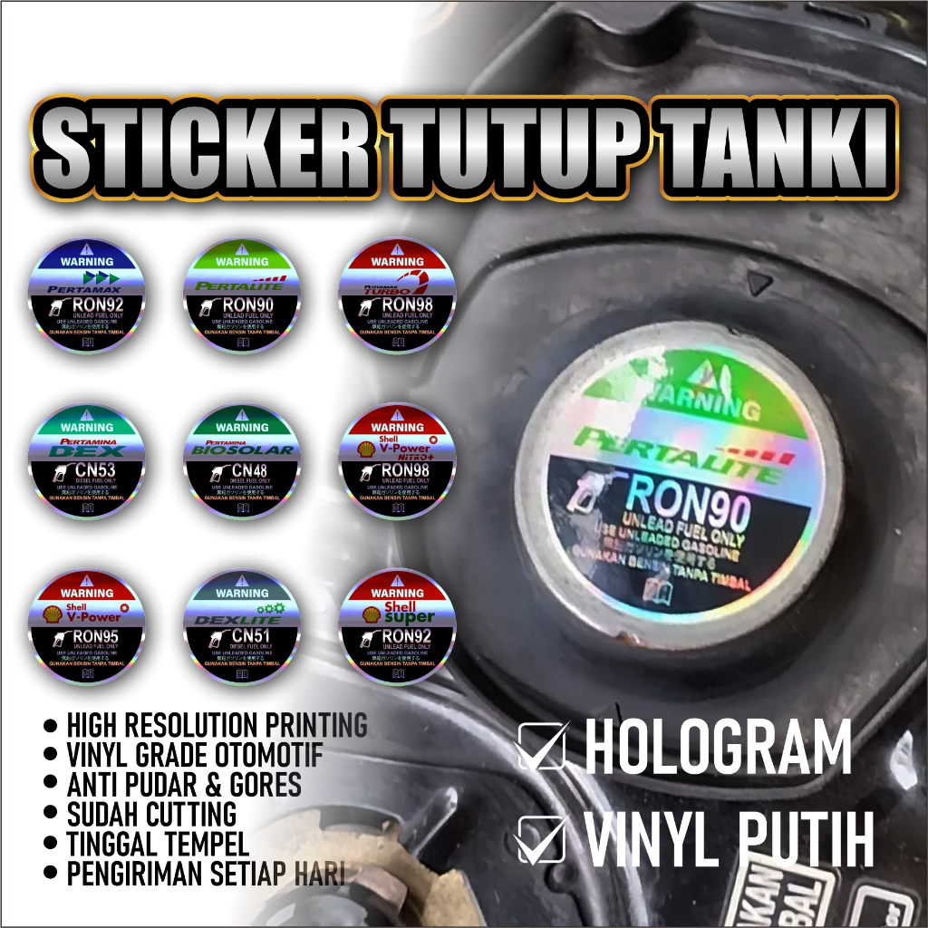 Jual (COD) Stiker Sticker Warning Tutup Tanki Bensin Pertamax Pertalite ...