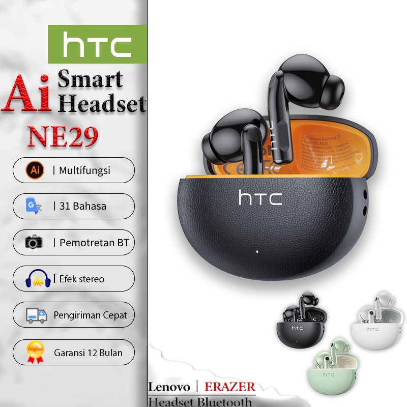 Jual HTC NE29 TWS Headset Bluetooth AI Translation, Earbud Game ...