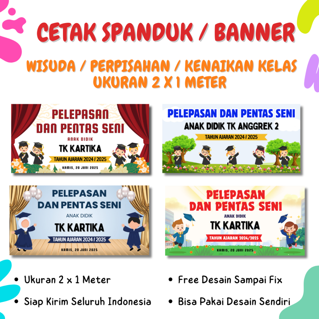 Jual (2 x 1 Meter) Spanduk Banner Wisuda / Perpisahan / Kenaikan kelas ...