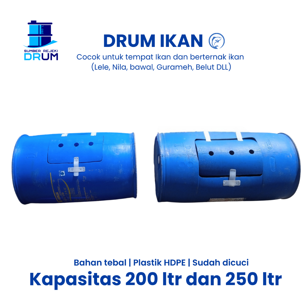 Jual Drum plastik Ikan 200L atau 250L . Tempat Ikan Hidup & alat angkut ...
