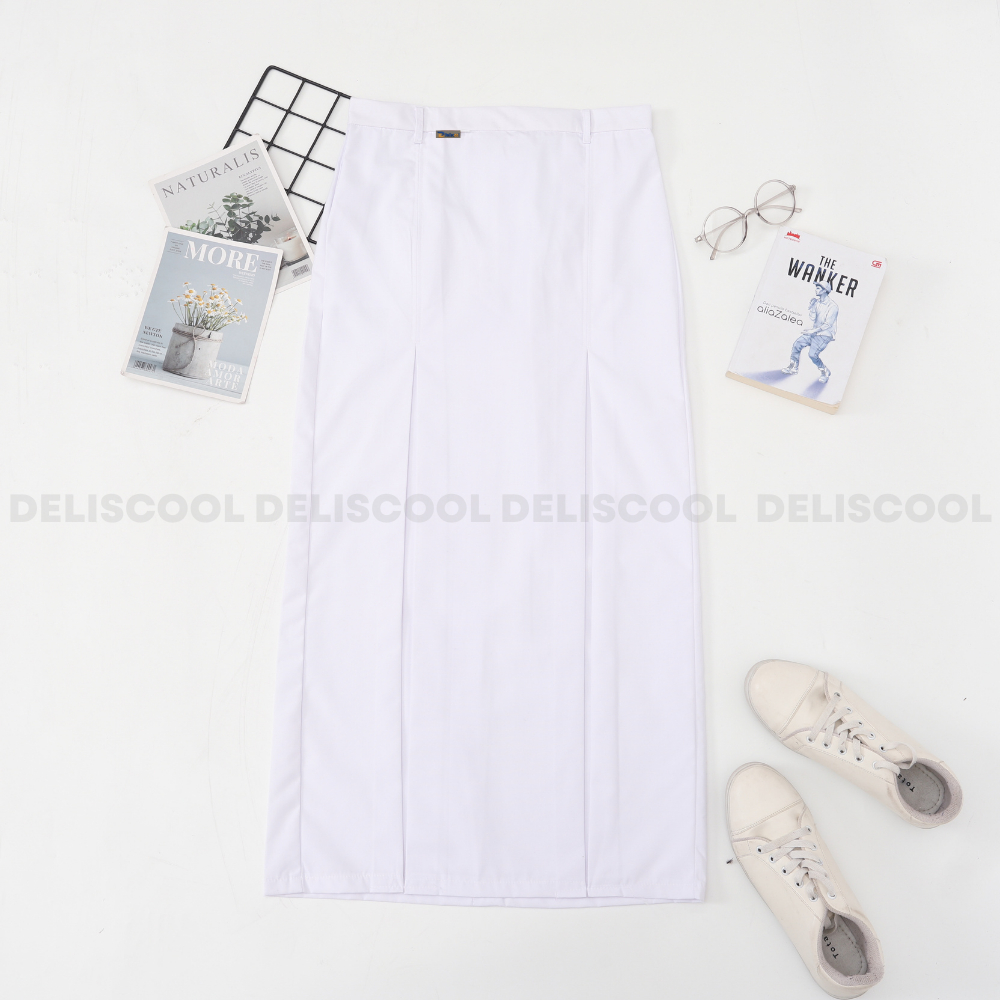 Jual Seragam SMP Rok Span Panjang Putih Belah Dua - Seragam Sekolah - Baju Seragam - Rok span ...