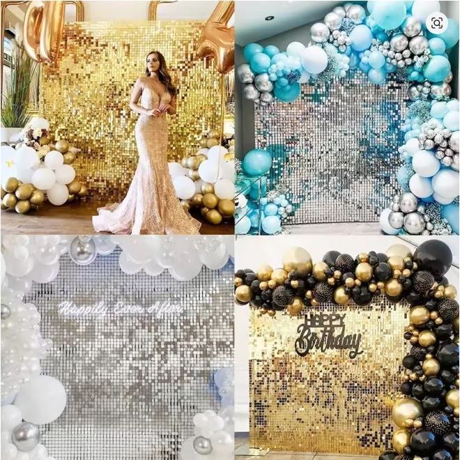 Jual Isi 10 PCS FREE Packing Kayu - Sequin Backdrop Shimmer Panel Gold ...