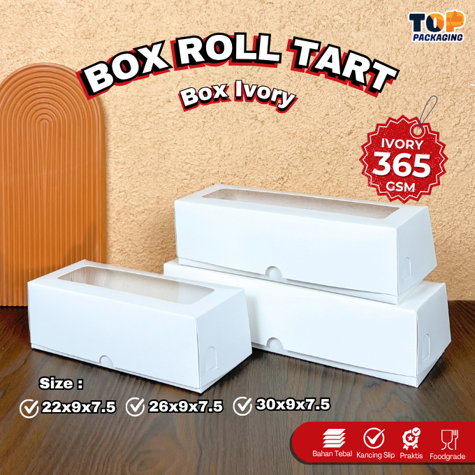 Jual Box Roll Tart Ivory Kotak Makanan Snack Roti Kue Bolu Gulung ...