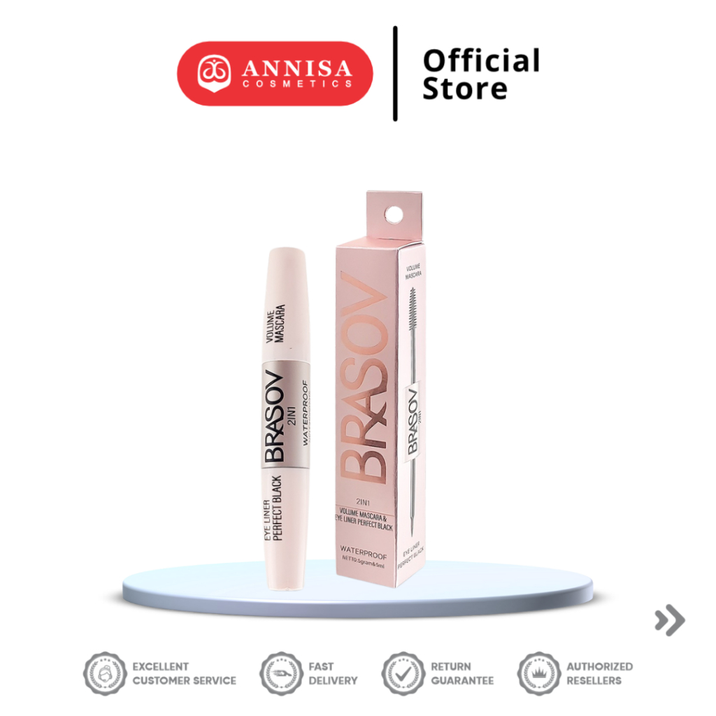 Jual BRASOV 2in1 Volume Mascara dan Eyeliner Perfect Black Waterproof ...