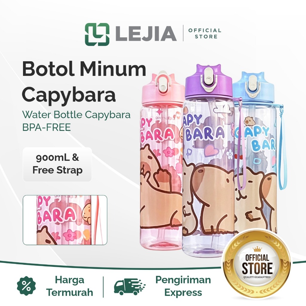 Jual Botol Minum Anak Capybara Ukuran 900ML / Botol Minum Lucu Viral Karakter Dengan Sedotan ...