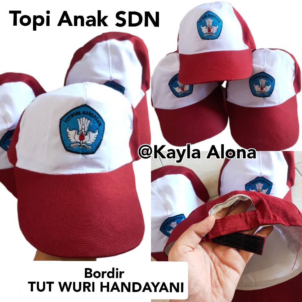 Jual TOPI SEKOLAH ANAK SD MERAH PUTIH LOGO TUT WURI HANDAYANI BORDIR ...