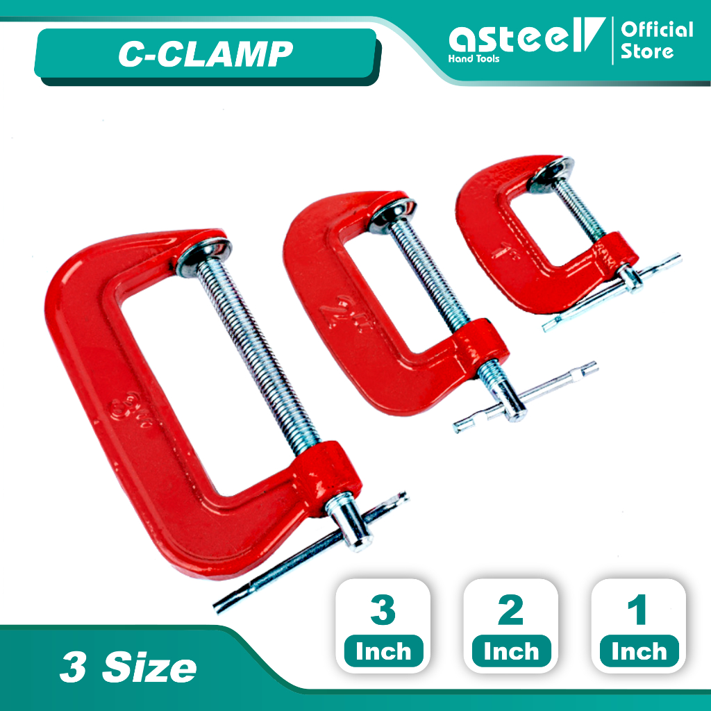 Jual ASTEEL C-Clamp - Klem Penjepit Catok Kayu Heavy Duty Set 3pcs ...
