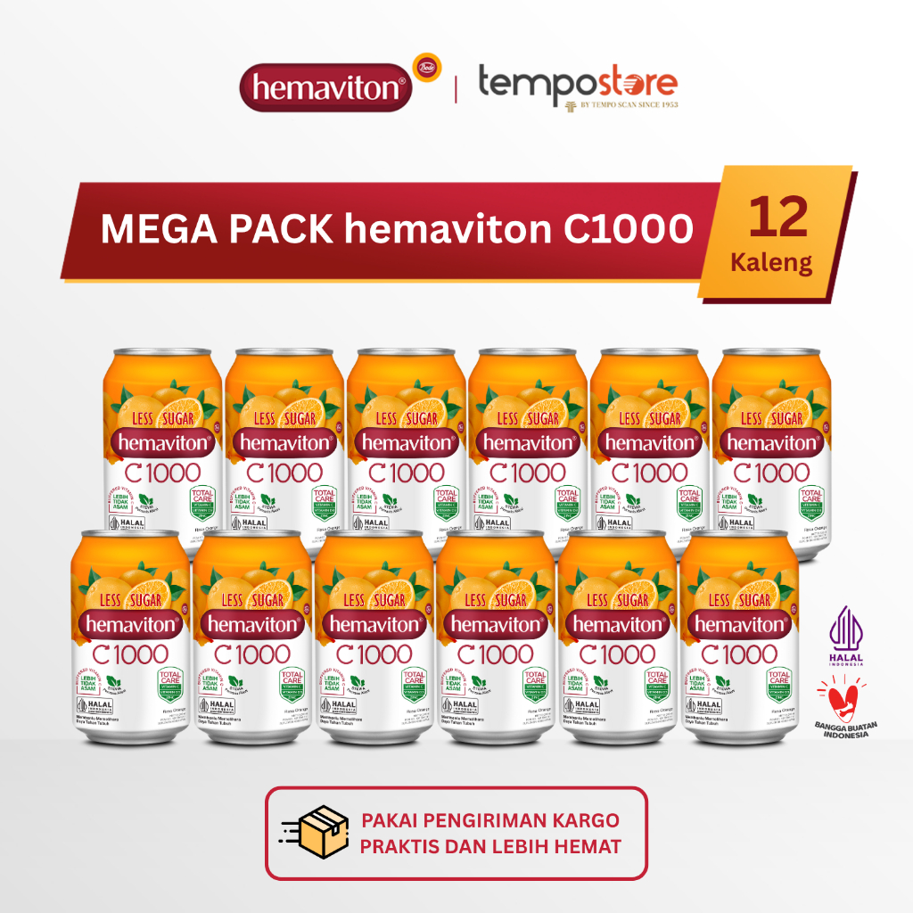 Jual Mega Pack Hemaviton C1000 Less Sugar Orange 330ml isi 12 [12.2026 ...