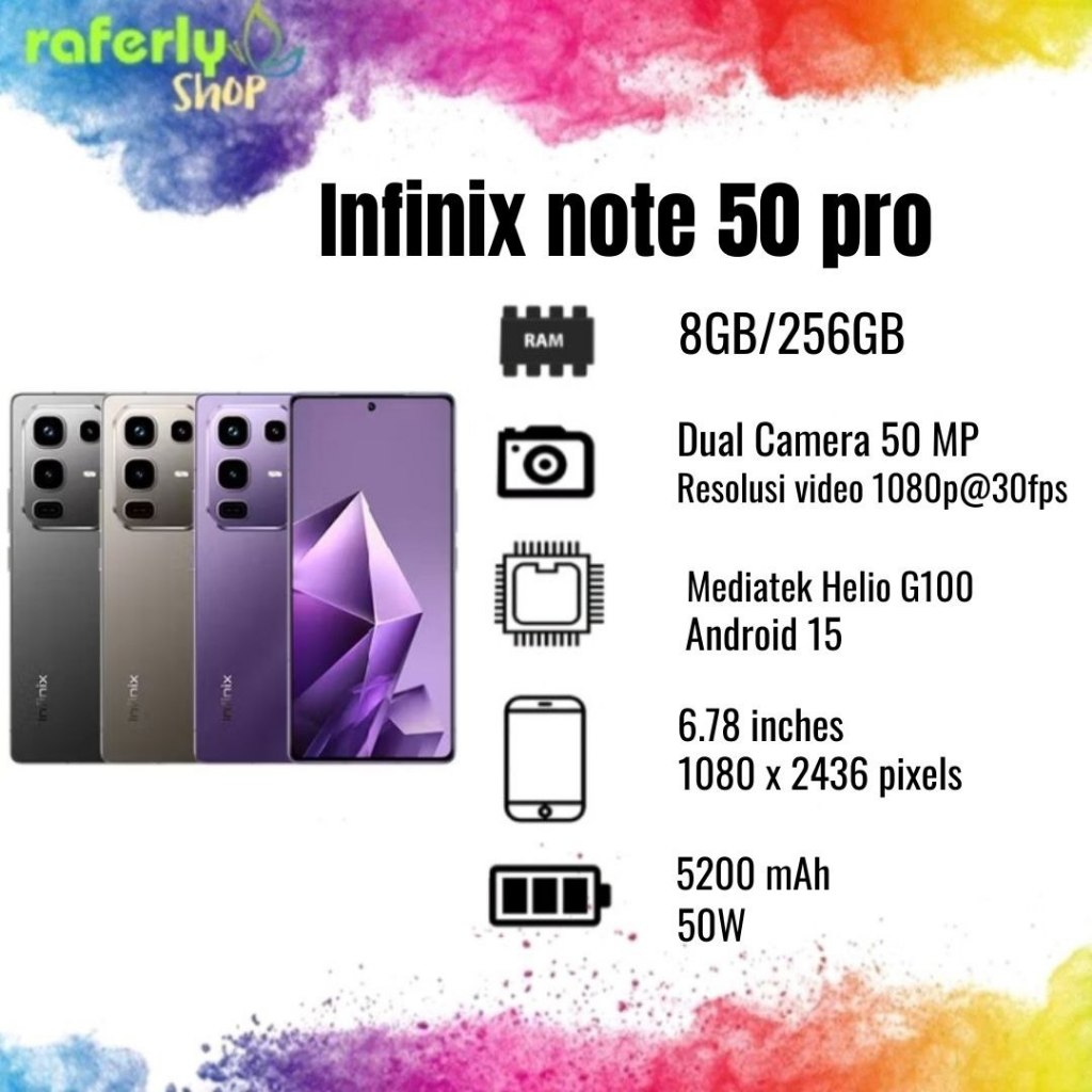 Jual Raferlyshop Infinix Note 50 Pro 8/256GB - Up to 16GB Extended RAM - Helio G100 Ultimate - 6 ...