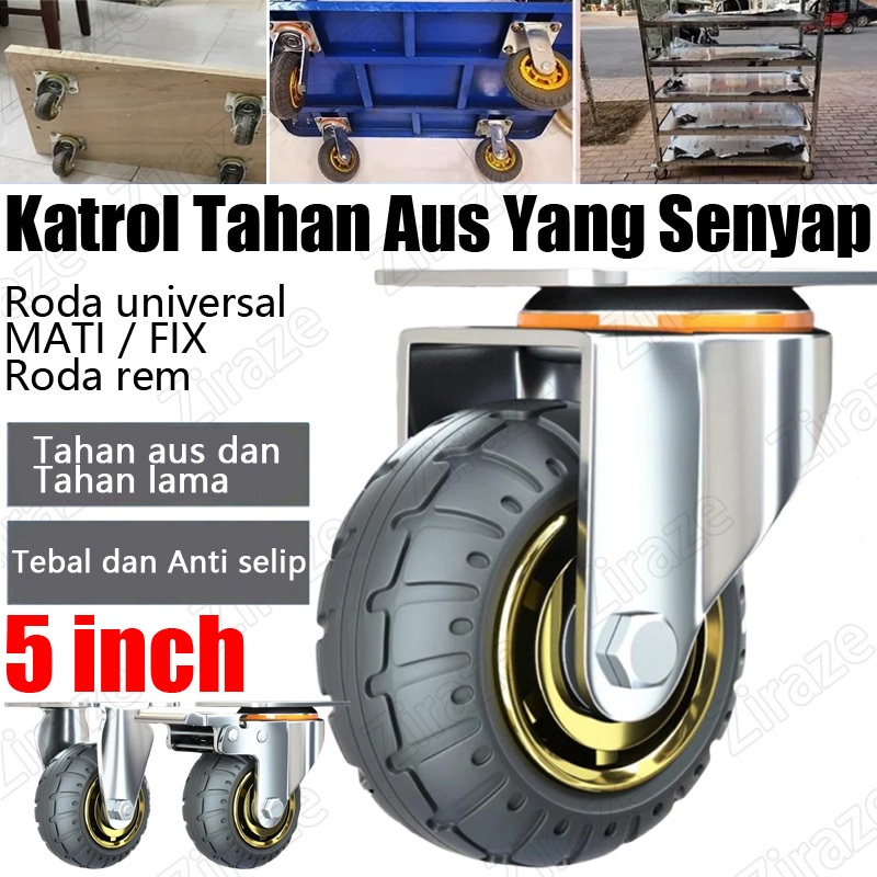 Jual 5 INCH Roda Troly Roly Rubber Hitam Double Bearing Heavy Duty Roda ...