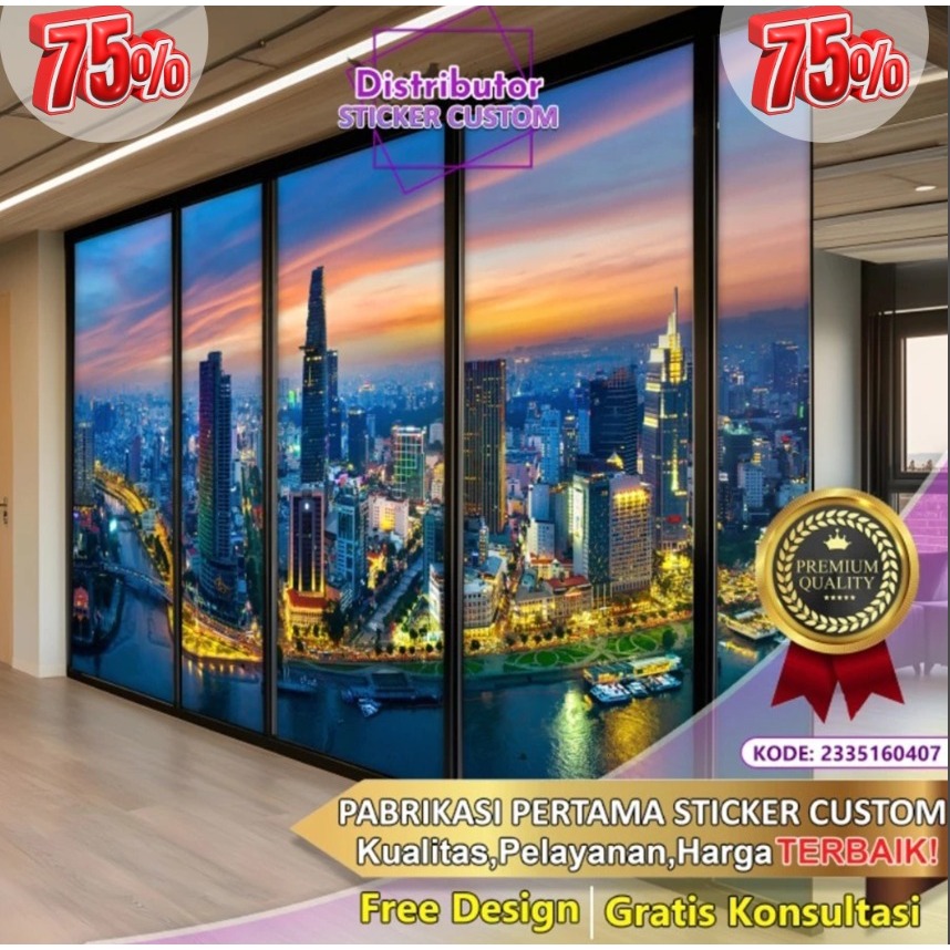 Jual Sticker Custom 3D Tema City | Stiker Kaca Kantor | Stiker Kaca ...
