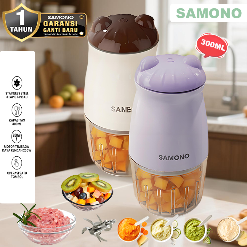 Jual SAMONO Food Chopper Multifungsi 300ml Penghalus Daging dan Bumbu ...
