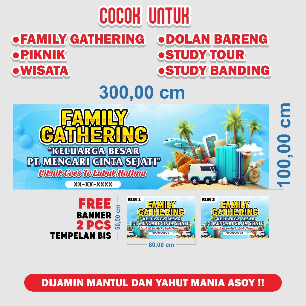 Jual Spanduk Banner Family Gathering 3x1m | Piknik Dolan Bareng Study ...