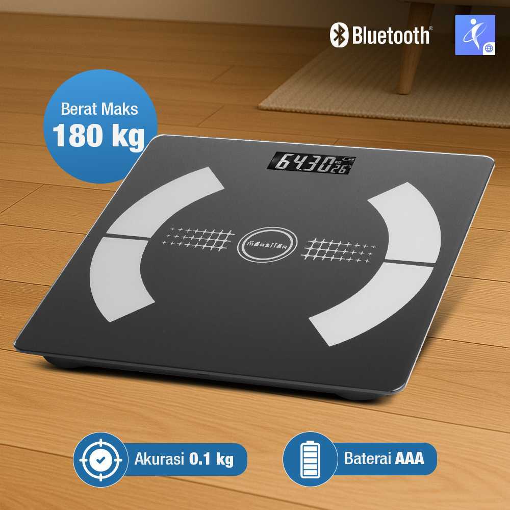 Jual Mansilan Timbangan Badan Digital Scale Bluetooth BMI Monitor 180kg - QAO-TZC-01 | Shopee ...