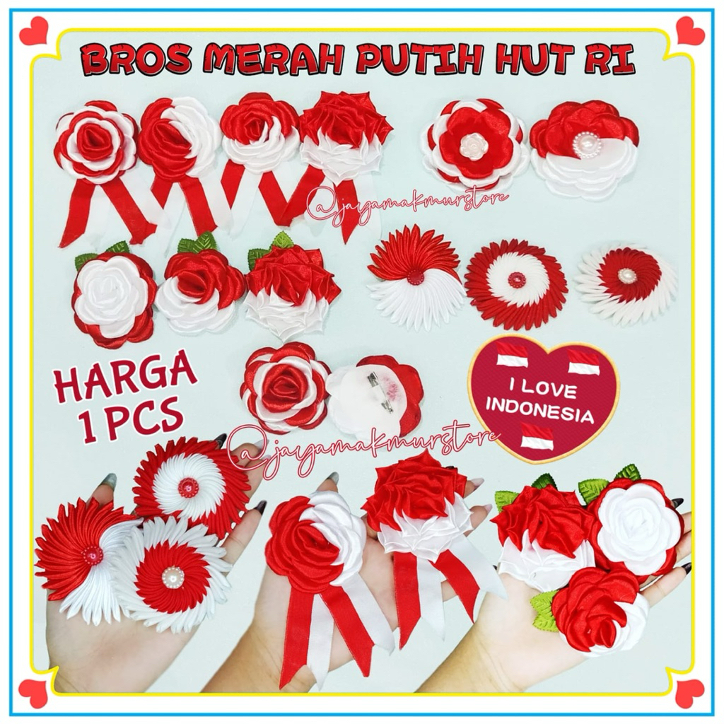 Jual (1PCS) BROS BUNGA MERAH PUTIH HUT RI 17 AGUSTUS / BROS ...