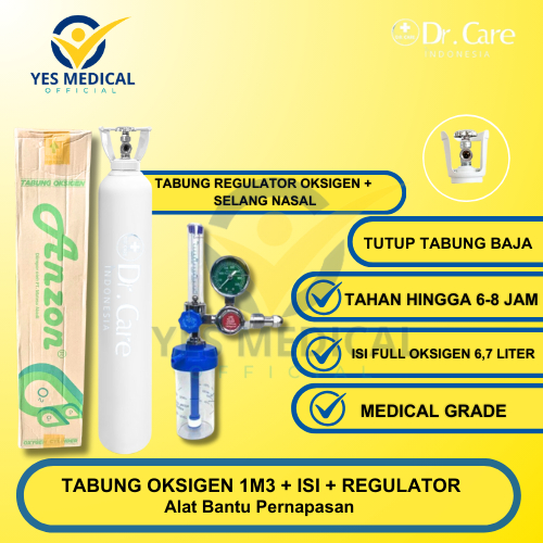 Jual Tabung Oksigen 1M3 Komplit Trolly + Regulator Oksigen C CARE Lengkap | Shopee Indonesia