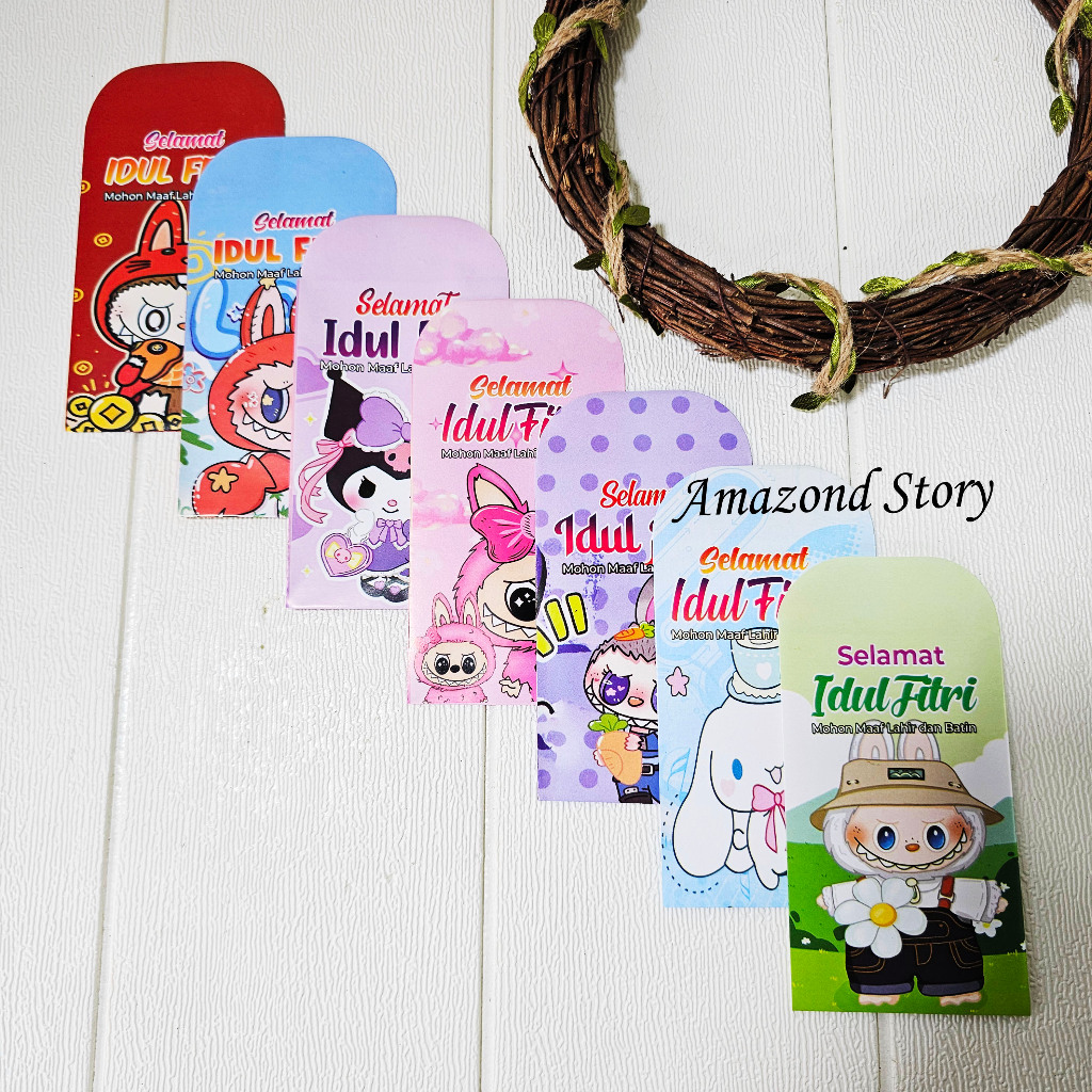 Jual 10 PCS AMPLOP LEBARAN IDUL FITRI MOTIF LABUBU UKURAN MEDIUM ...