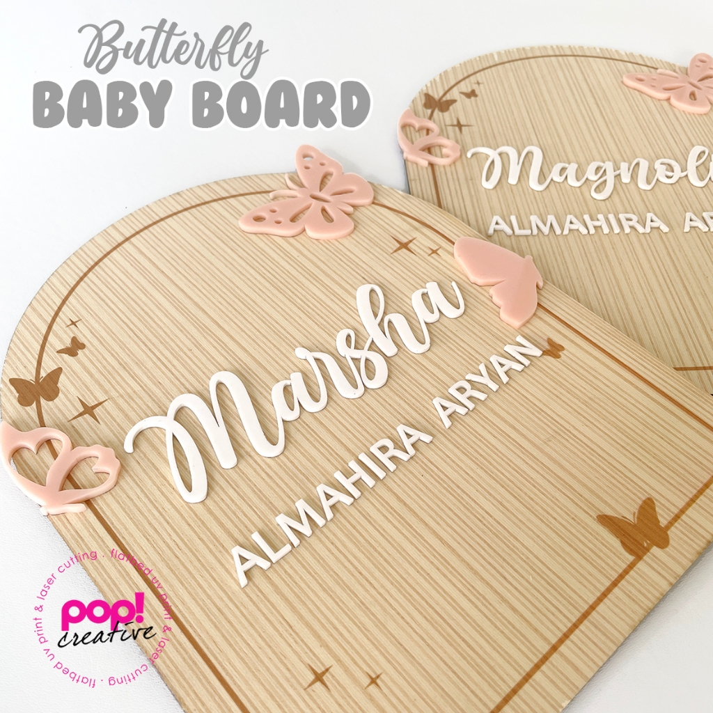 Jual Papan Nama Bayi Estetik Baby Hospital Board Butterfly Arch Kupu ...