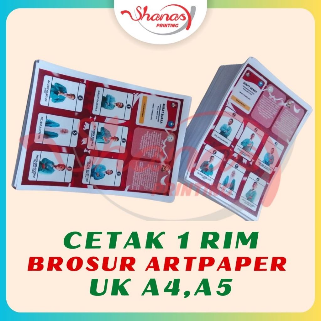 Jual CETAK 1 RIM BROSUR / FLYER ART PAPER 150 GSM A4. A5 | Shopee Indonesia