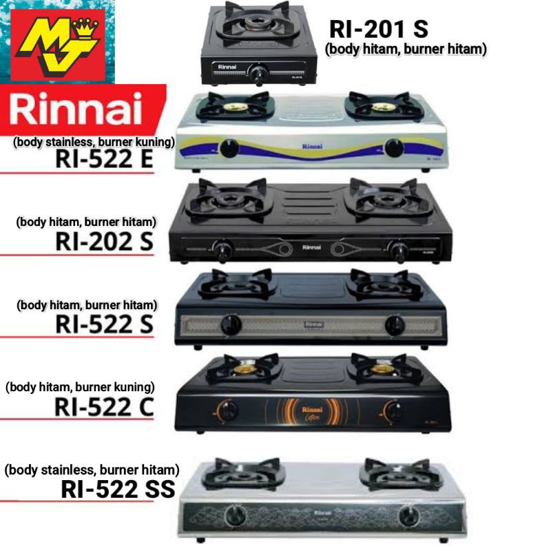 Jual KOMPOR RINNAI 2 TUNGKU STAINLESS TEFLON / KOMPOR RINNAI 1 TUNGKU ...