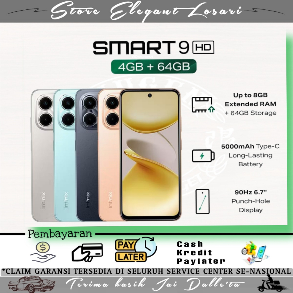 Jual Infinix Smart 9 Ram 4+4 Memory 64 GB Garansi Resmi Se-Nasional ...
