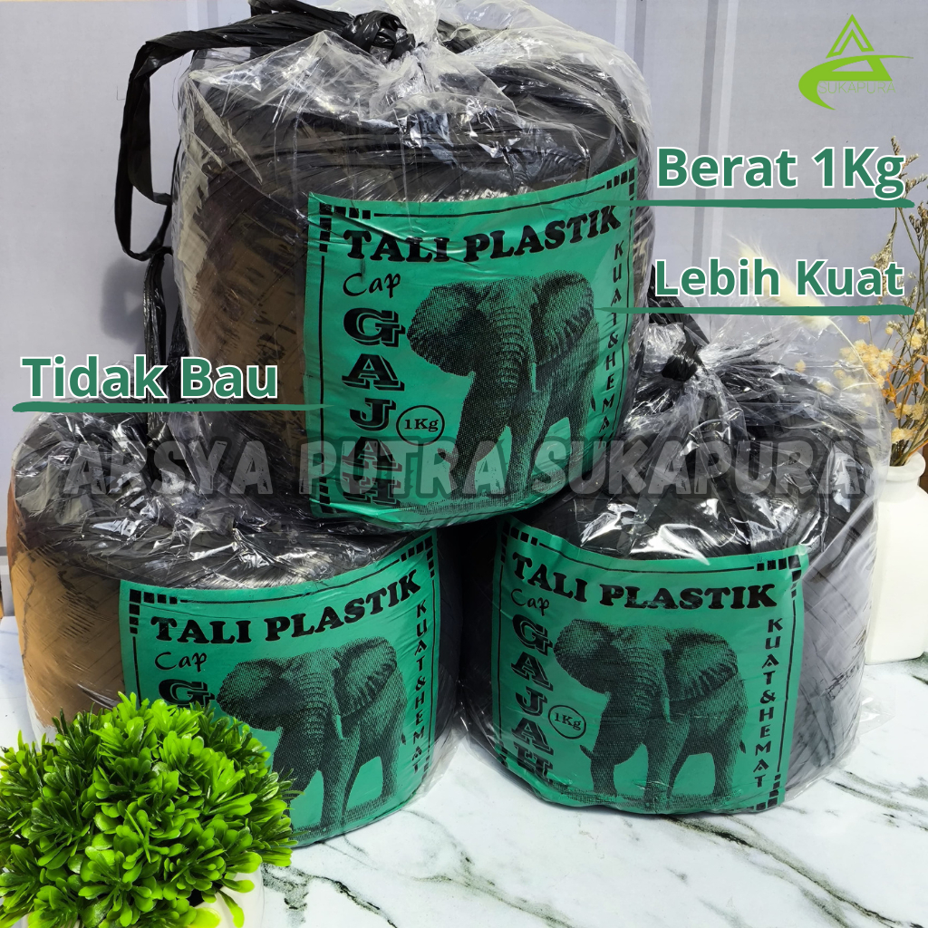 Jual Tali Rafia Gulungan Besar 1kg Tali Plastik Hitam Tebal Kuat Tali ...