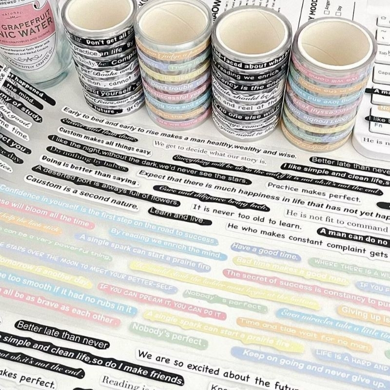 Jual 1 roll PET decorative adhesive tape kiss cut alphabet tulisan ...