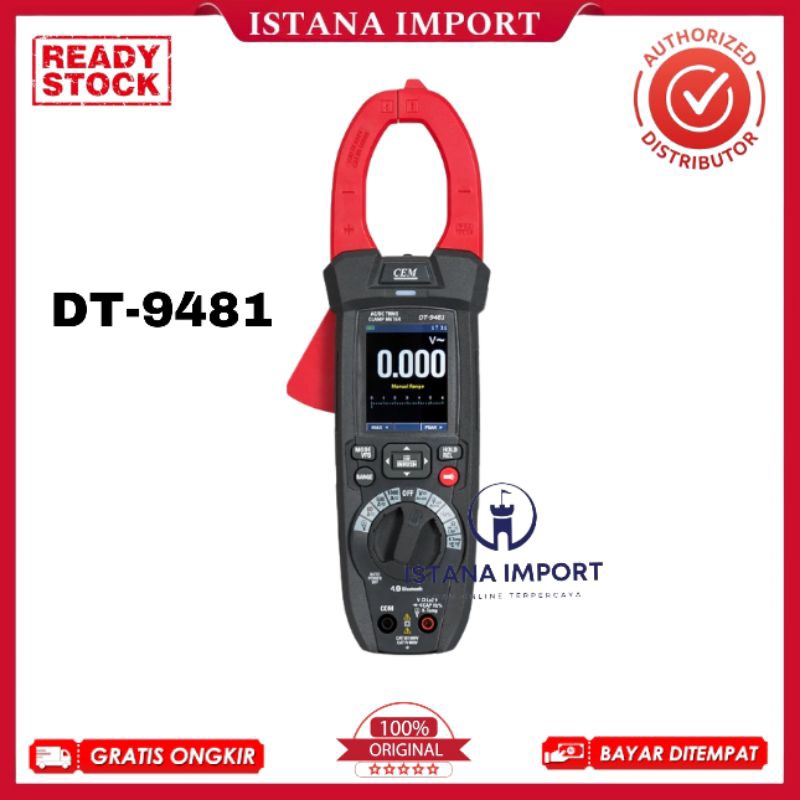 Jual CEM DT-9481 True-RMS Clamp Meter dengan Suhu Kapasitansi Mengukur Arus Tegangan AC/DC 1000A ...