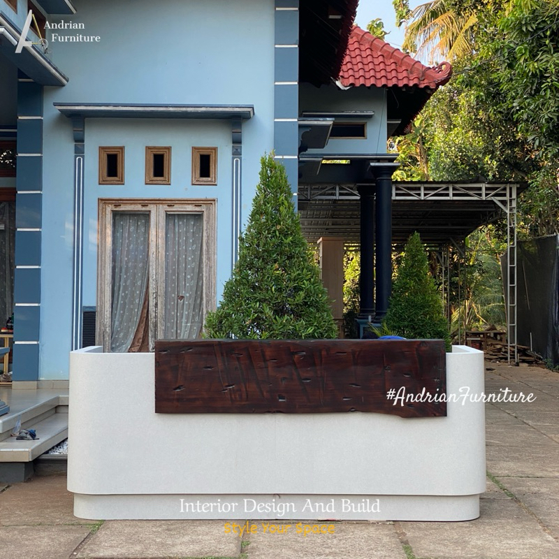 Jual Meja Receptionist Counter Foyer Minimalis Modern HPL Stone ...