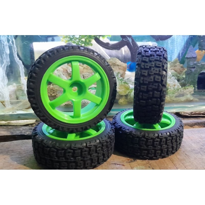 Jual BAN RALLY RC 1/10 TERMASUK VELG HEX 12MM | Shopee Indonesia