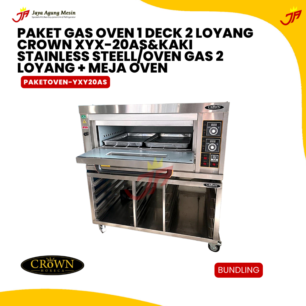 Jual CROWN Paket Gas Oven 1 Deck 2 Loyang YXY-20AS & Kaki Stainless ...