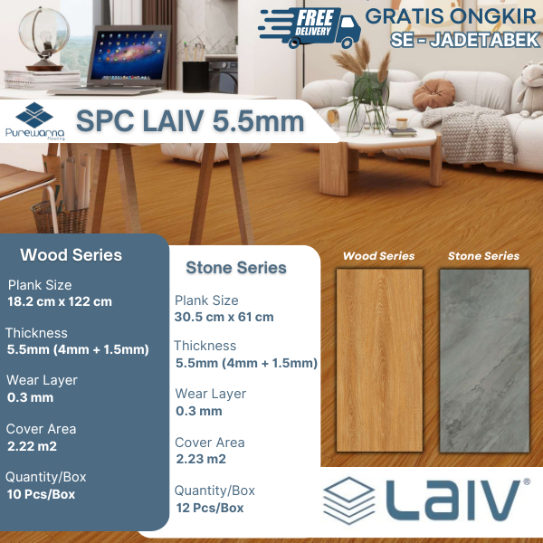Jual Lantai SPC LAIV 5.5mm (4 + 1.5mm IXPE, 1box isi 2,22m2 ) | Shopee Indonesia