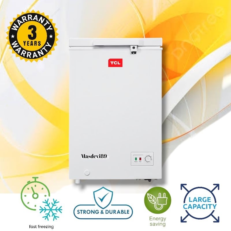 Jual chest freezer freezer box TCL 100 liter ada lampu LED bagian dalam ...